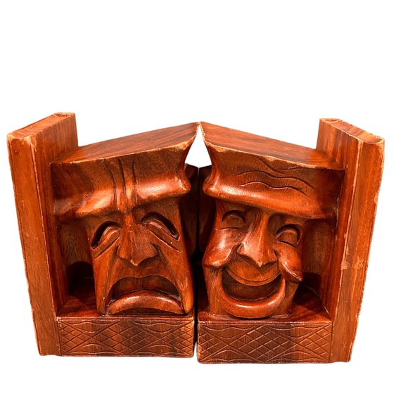 Vintage | Accents | Vintage Comedy And Tragedy Wooden Bookends From 96s ...